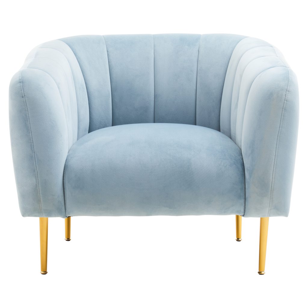 Ylenia Blue Velvet Armchair - WoodConnexions